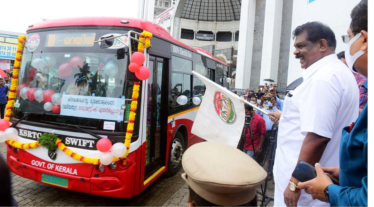 Amid stir, KSRTC launches electric city circular bus service - The Hindu