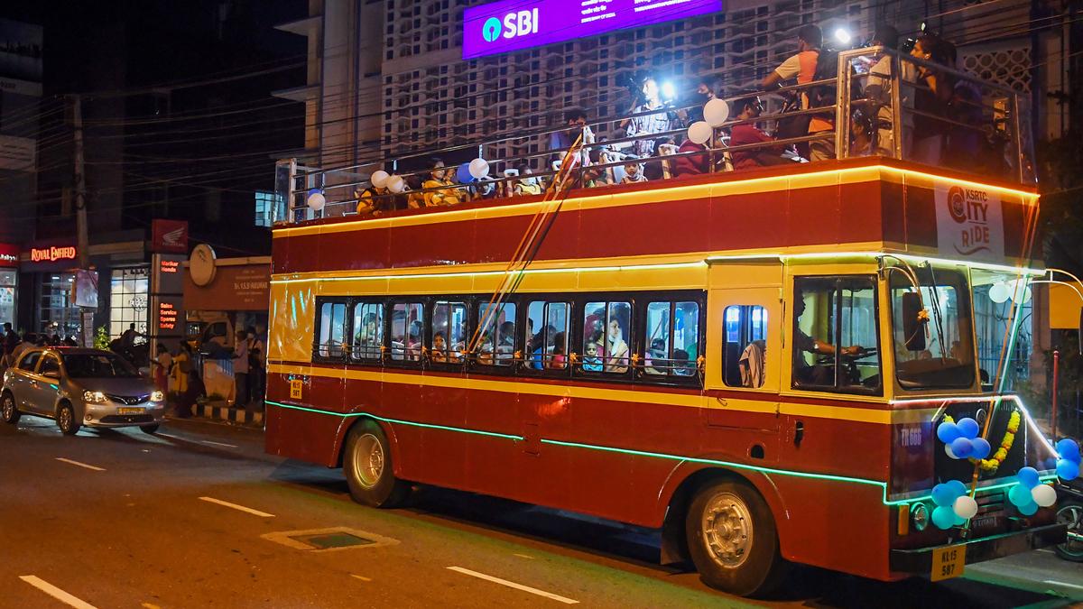 KSRTC launches open double-decker city ride bus service - The Hindu