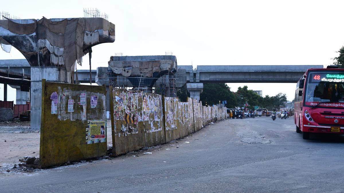 Ukkadam flyover construction gains momentum - The Hindu