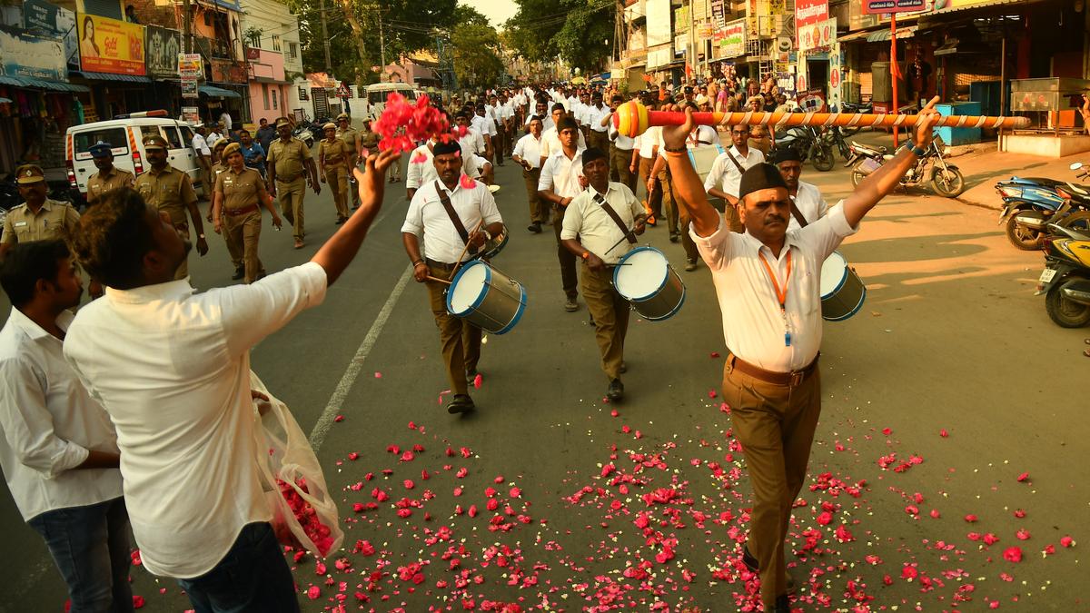 RSS route march taken out in Salem, Erode, Namakkal, Dharmapuri, and ...