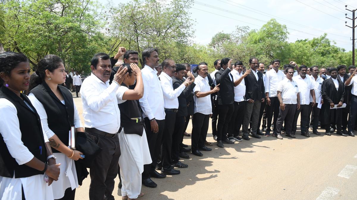 Lawyers stage demo against e-filing system in Tirunelveli - The Hindu