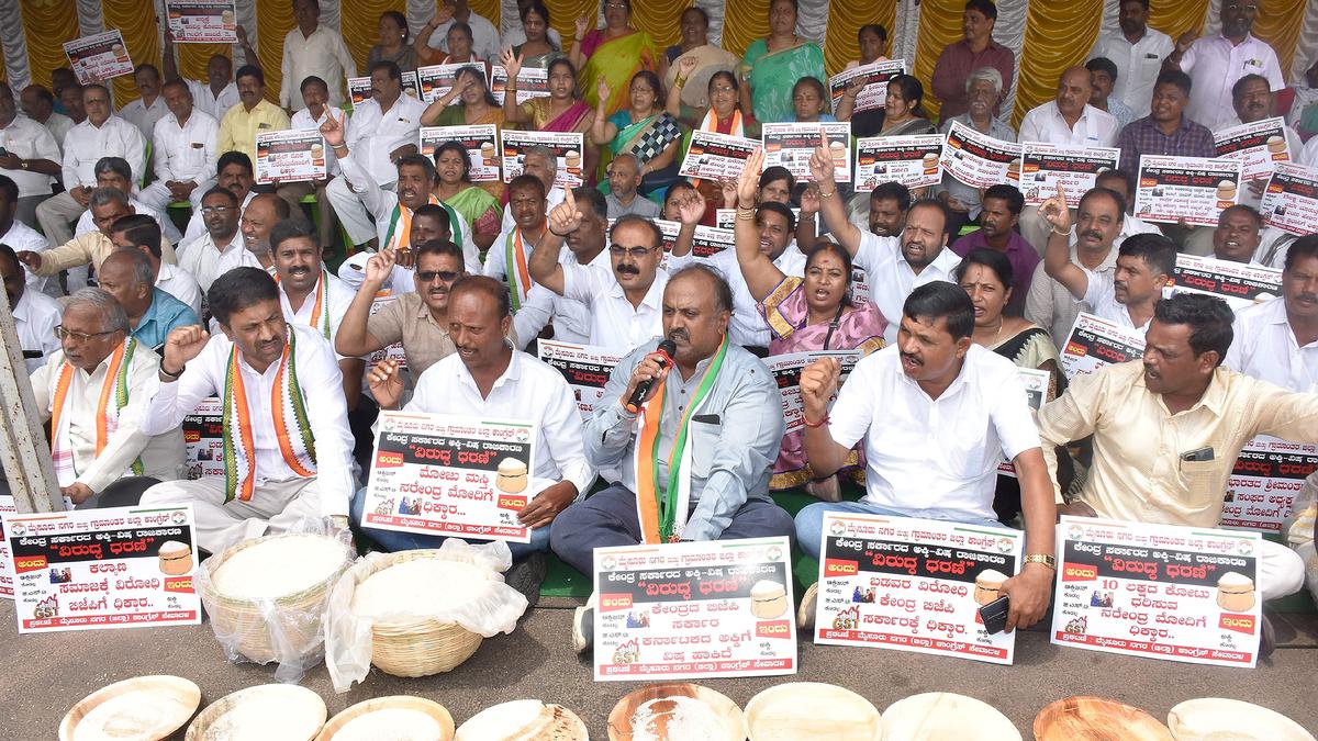 Congress Stages Protest Against Centres Refusal To Supply Rice To