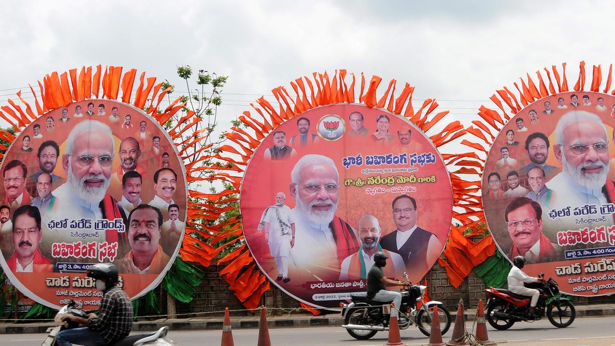 BJP-TRS hoarding war peaks in Hyderabad - The Hindu