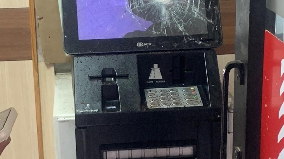 Screen of ATM machine damaged in Erode - The Hindu