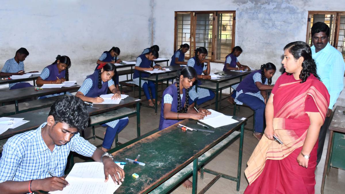 Class XII students write language subject on first day of board ...