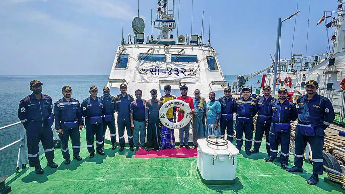 Six stranded fishermen saved by Coast Guard - The Hindu