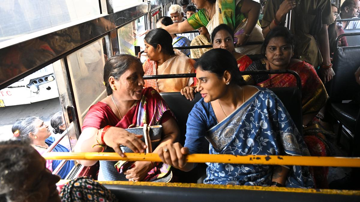 Sharmila hops onto RTC bus, questions ‘delay’ in rolling out free ...