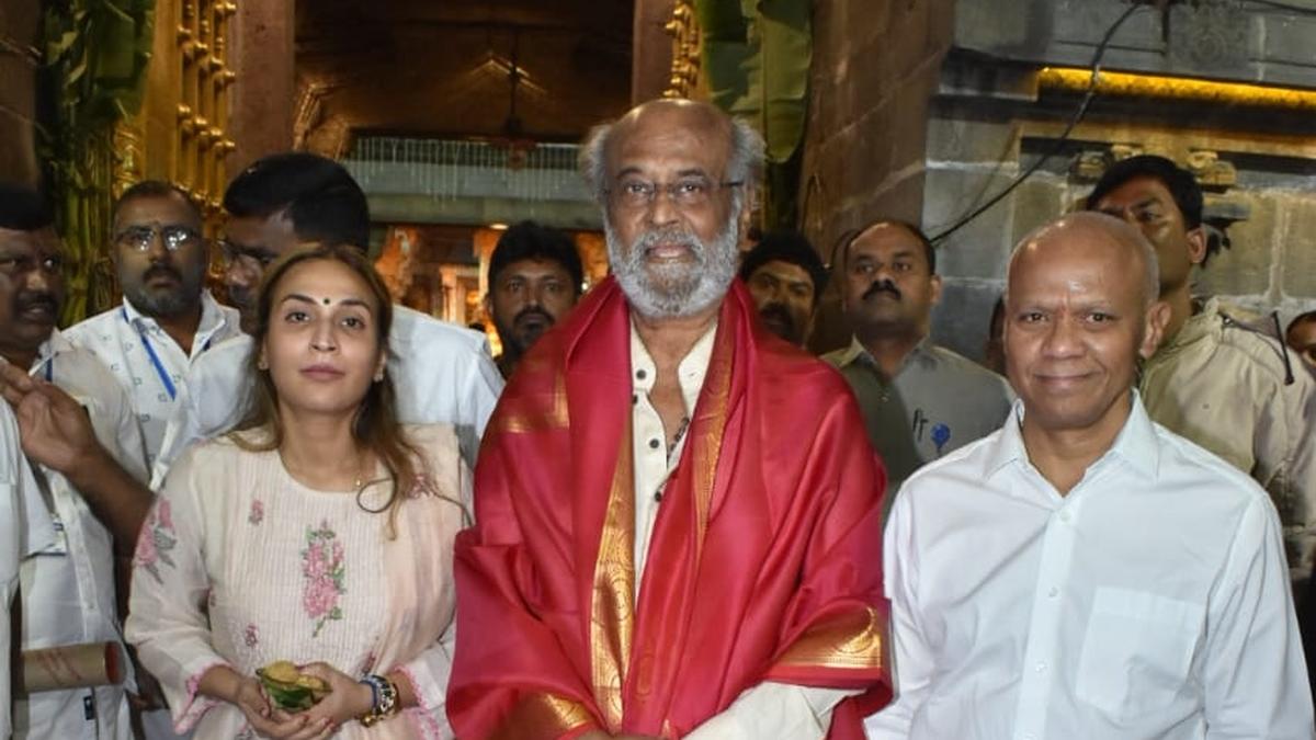 Actor Rajinikanth prays at Tirumala - The Hindu