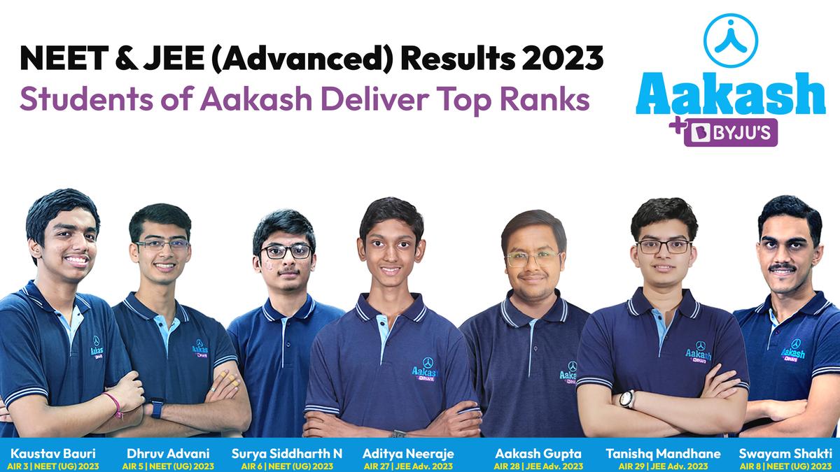 NEET & JEE Results 2023 - Aakashians grab top ranks! - The Hindu