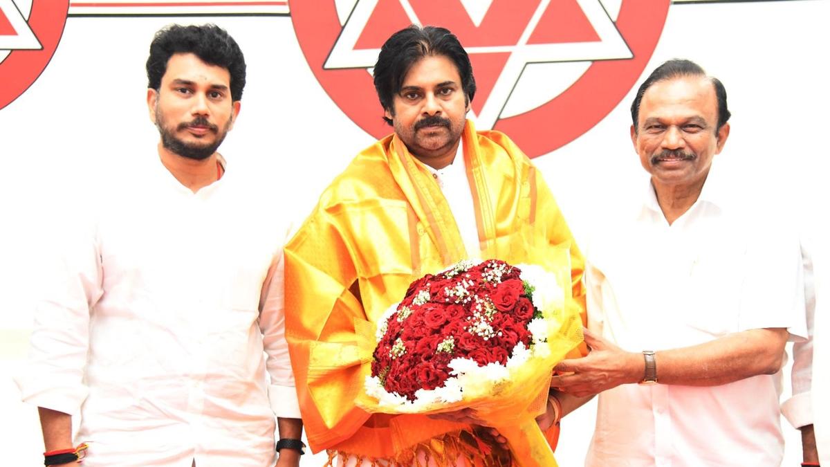 Magunta Sreenivasulu Reddy and his son Raghava meet JSP chief Pawan Kalyan - The Hindu