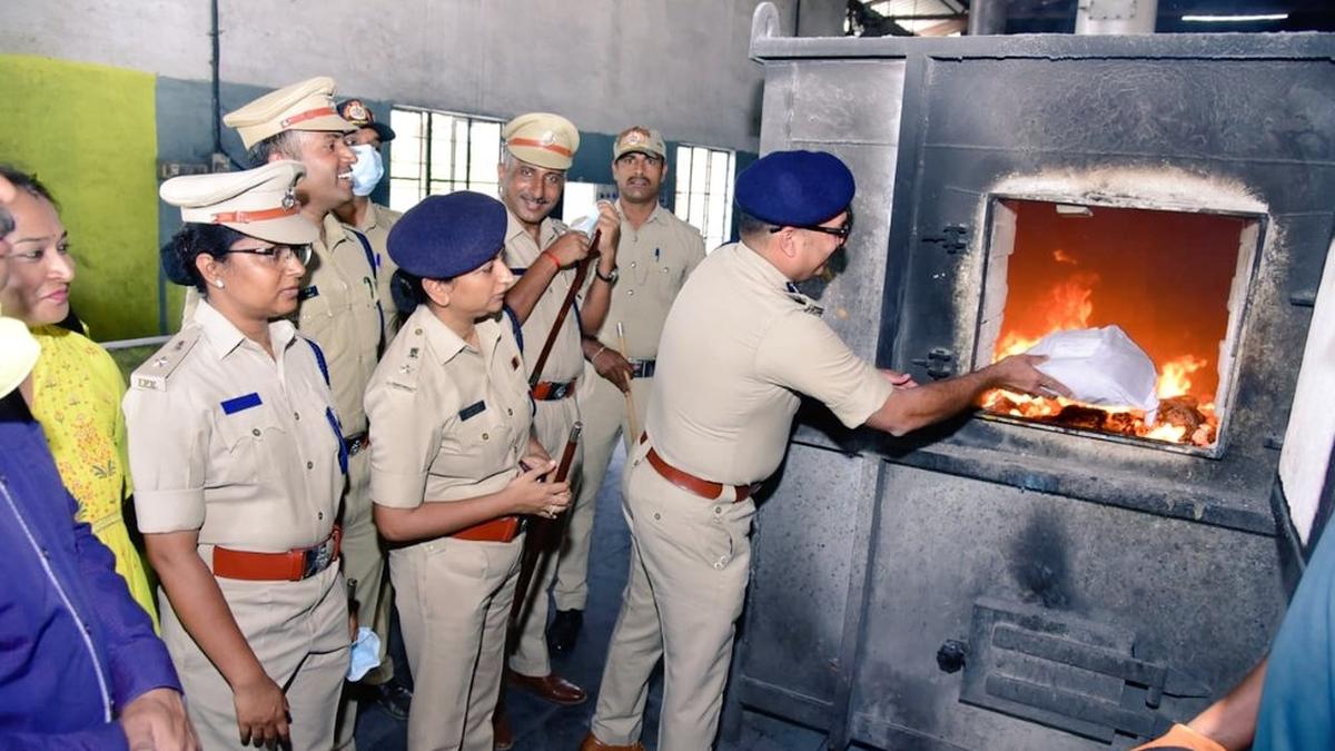 Seized narcotics drugs destroyed in incinerator - The Hindu
