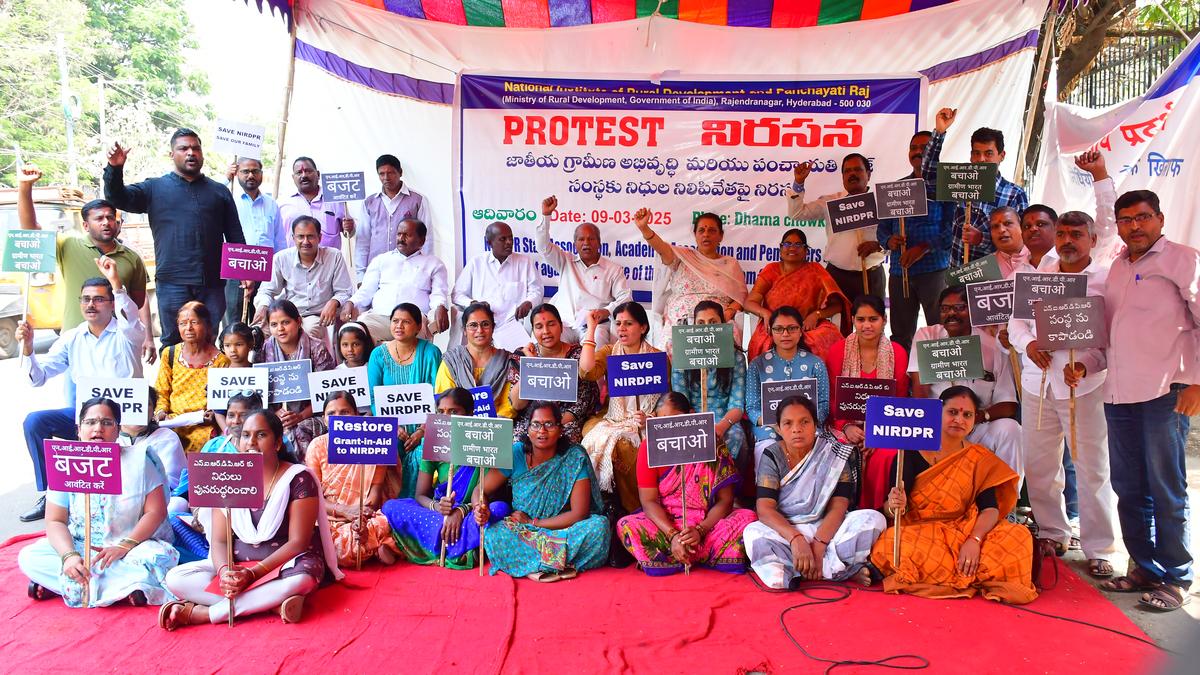 NIRDPR staff protest Union government’s disengagement decision - The Hindu