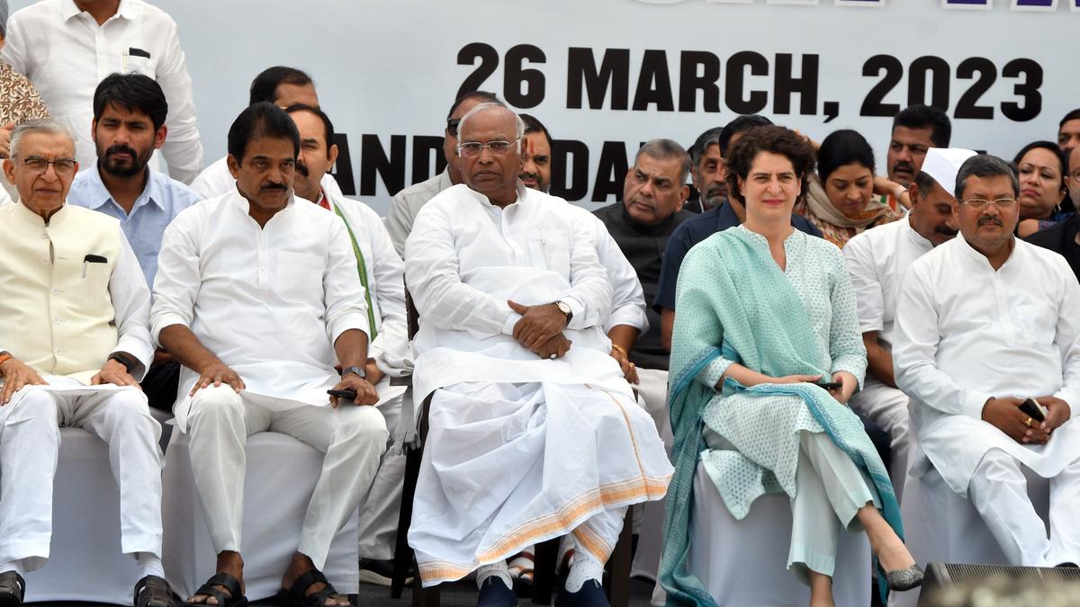 Rahul Gandhi disqualification | Congress holds satyagraha; MPs, MLAs to ...