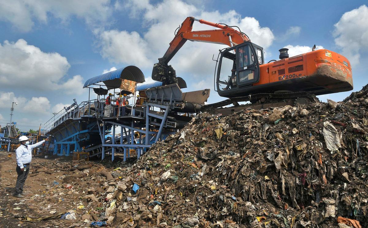 Bio-mining to remove mounds of garbage gathers pace in U.T. - The Hindu