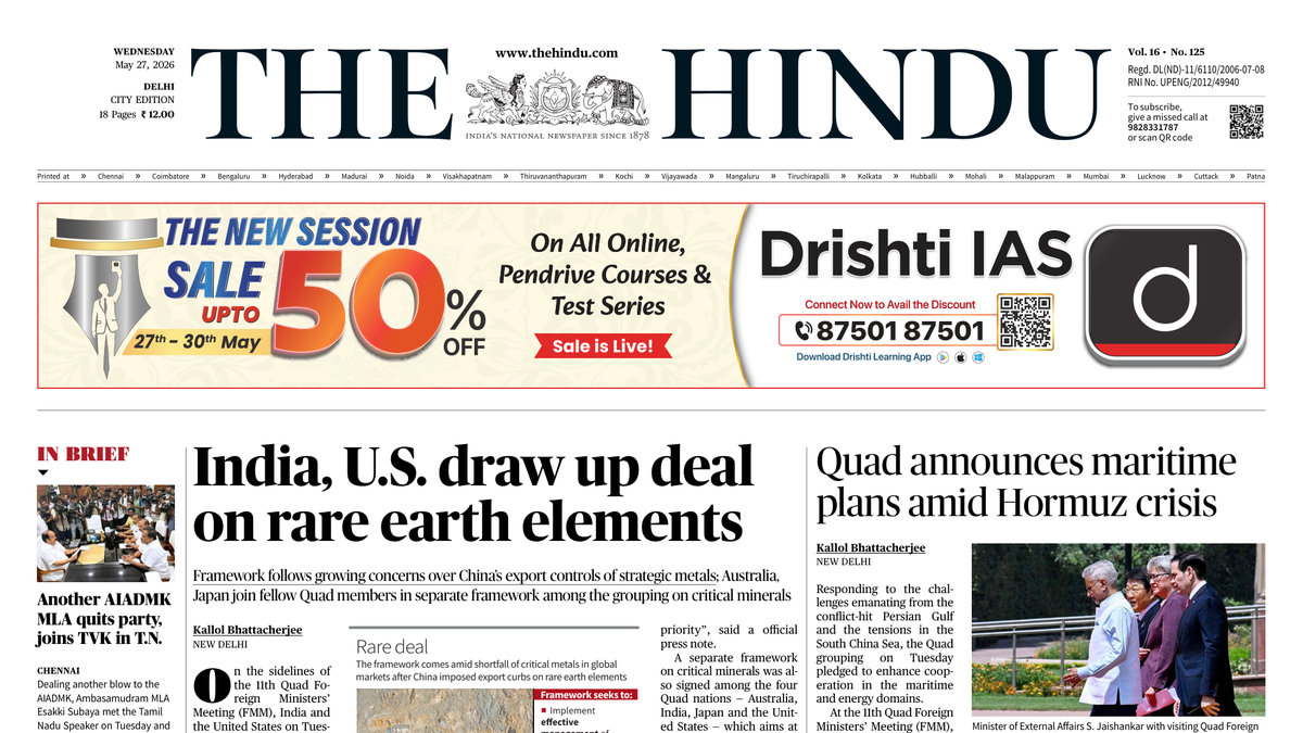 India, U.S. draw up deal on rare earth elements - The Hindu