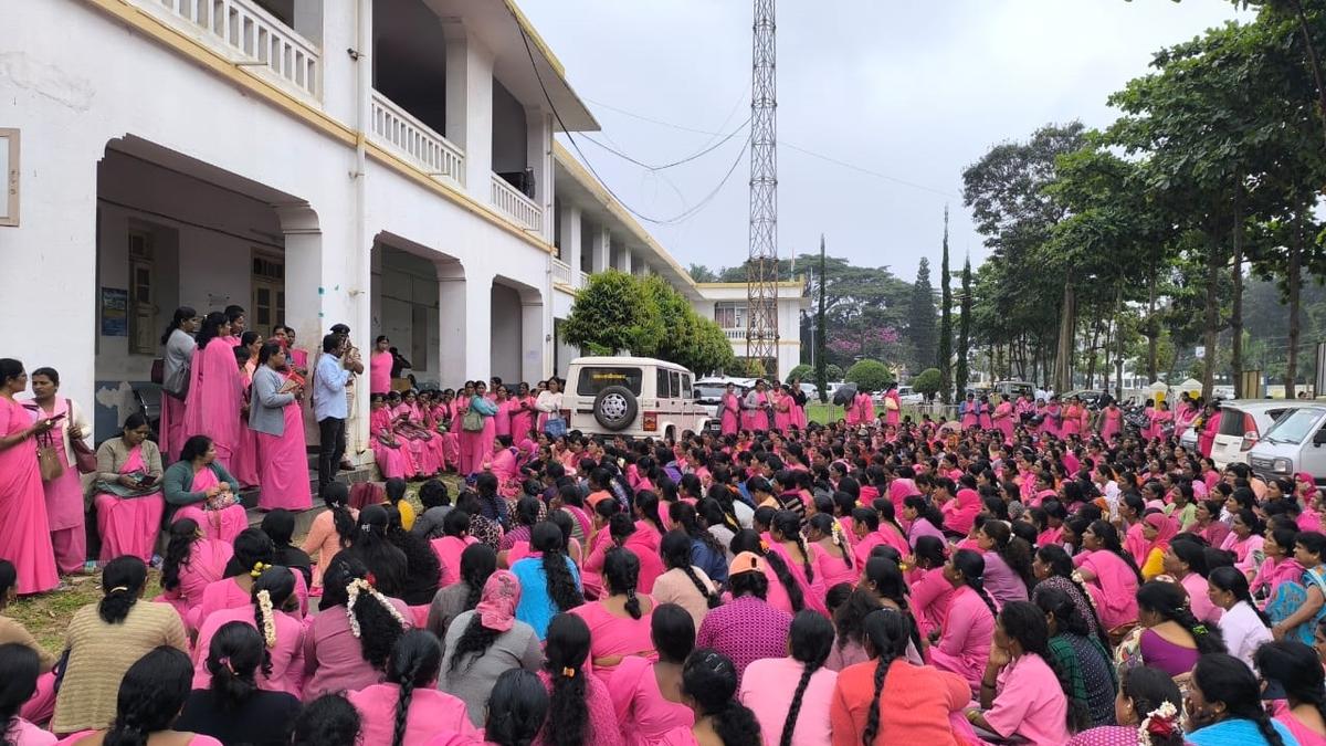 ASHA workers stage protest in Hassan, demand hike in remuneration - The ...