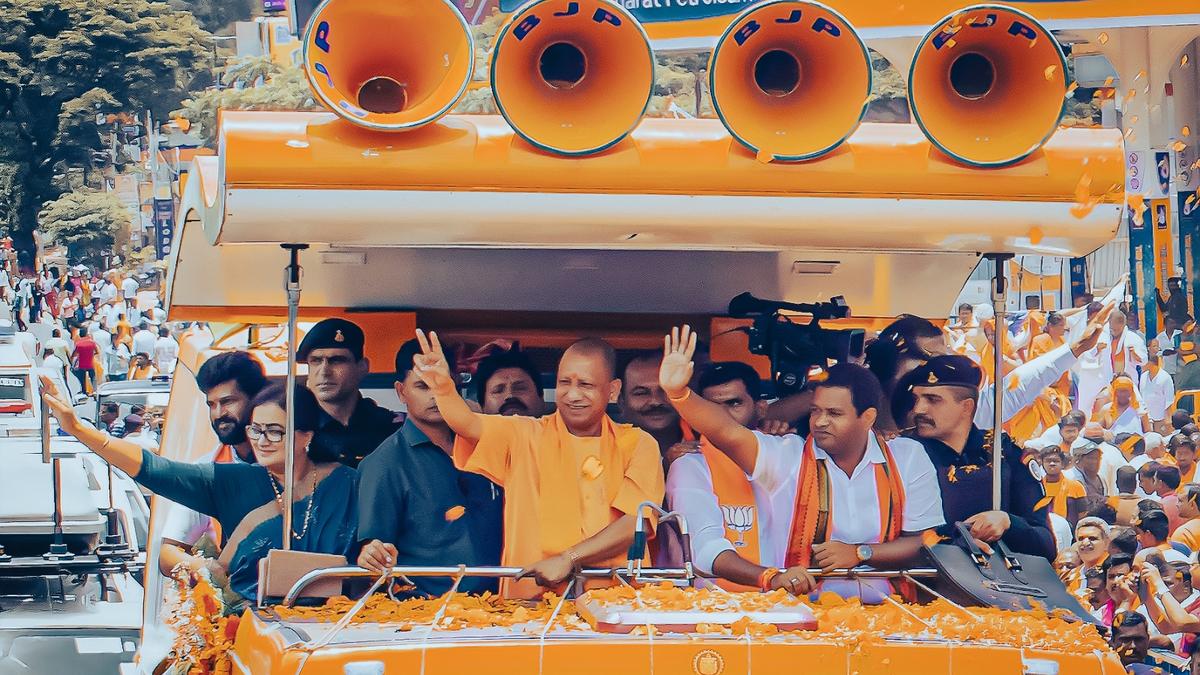 Yogi Adityanath woos Mandya citing benefits of double engine govt - The Hindu