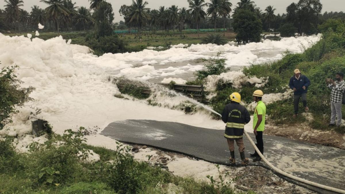 Kelavarapalli dam’s foamy effluents submerge bridge on Nandimangalam ...