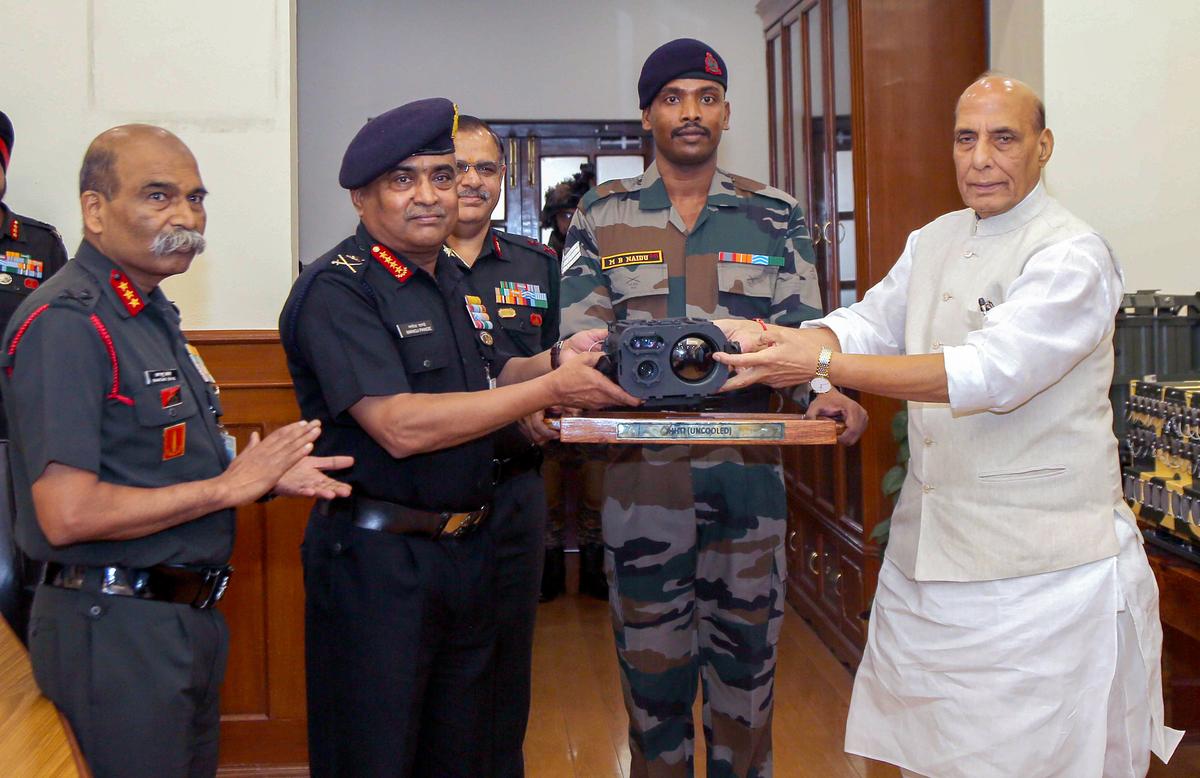 Defence Minister Rajnath Singh hands over several indigenous defence ...