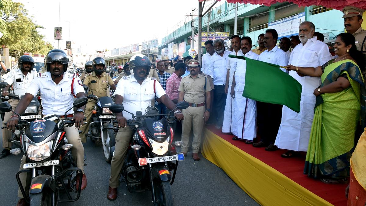 Minister flags off road safety awareness rally in Dindigul - The Hindu