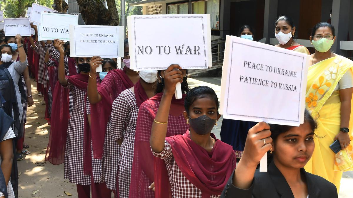 Students organise peace rally, protest attacks on Ukraine - The Hindu