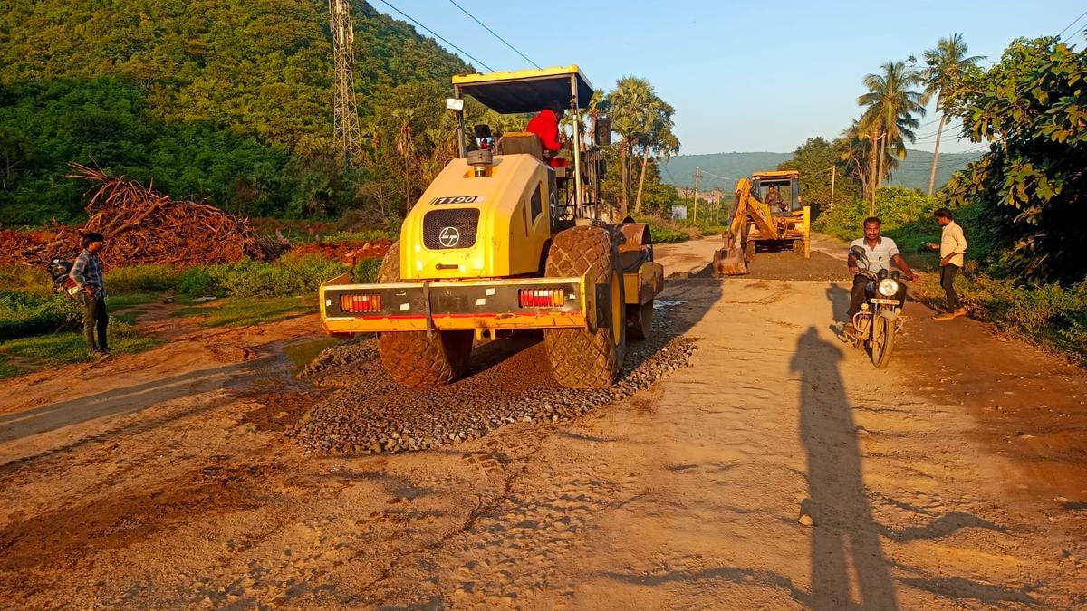 Yeleswaram-Addateegala road work begins after X post goes viral - The Hindu