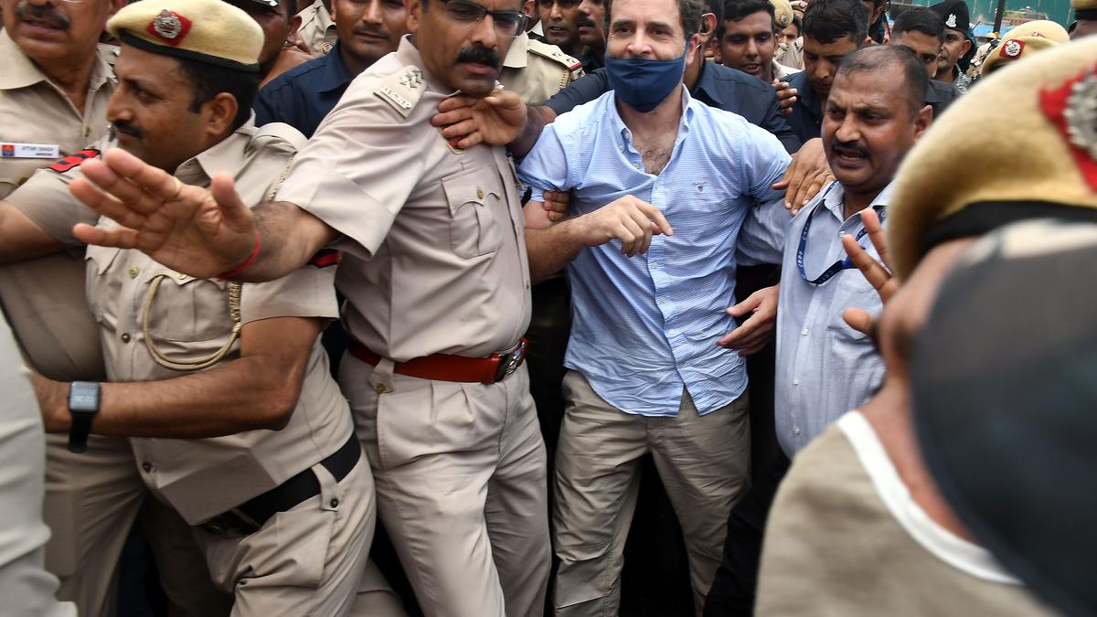 Rahul Gandhi detained during Congress protest against Sonia Gandhi's ...