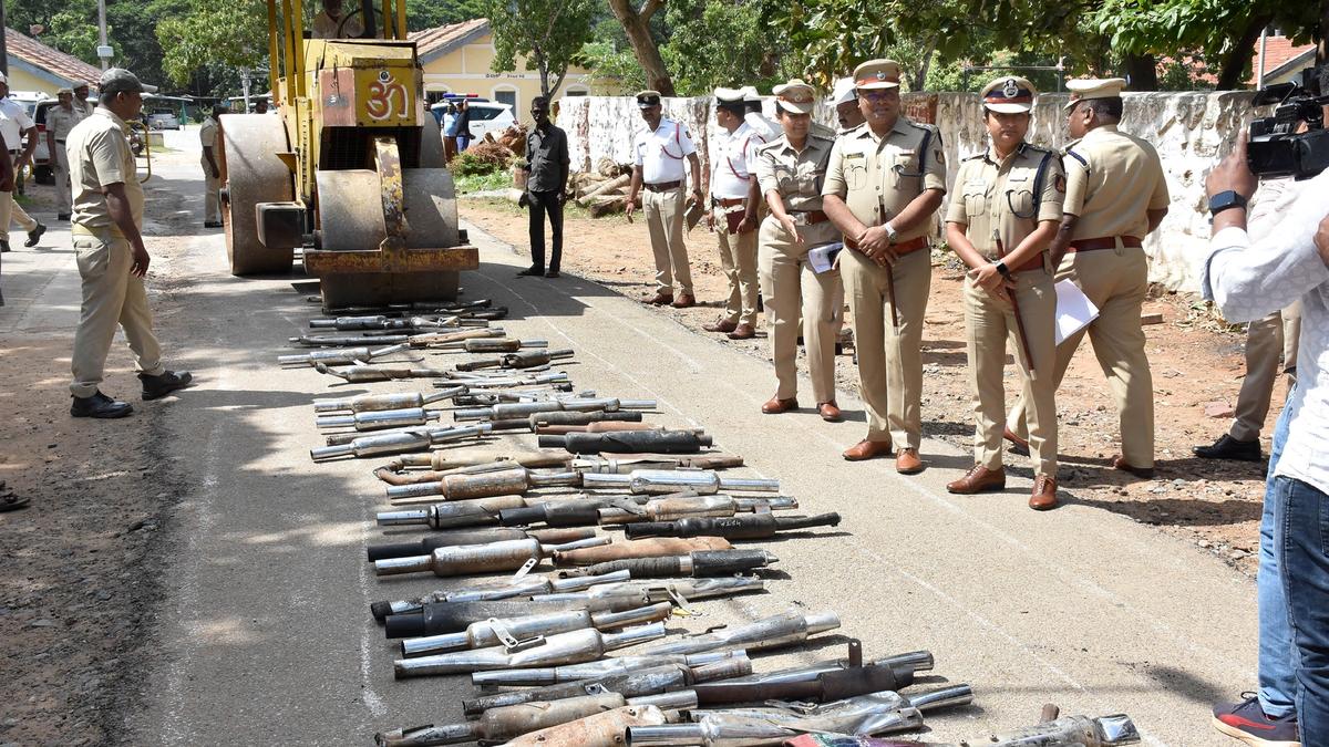 Police crackdown against modified silencers; 217 crushed under road ...