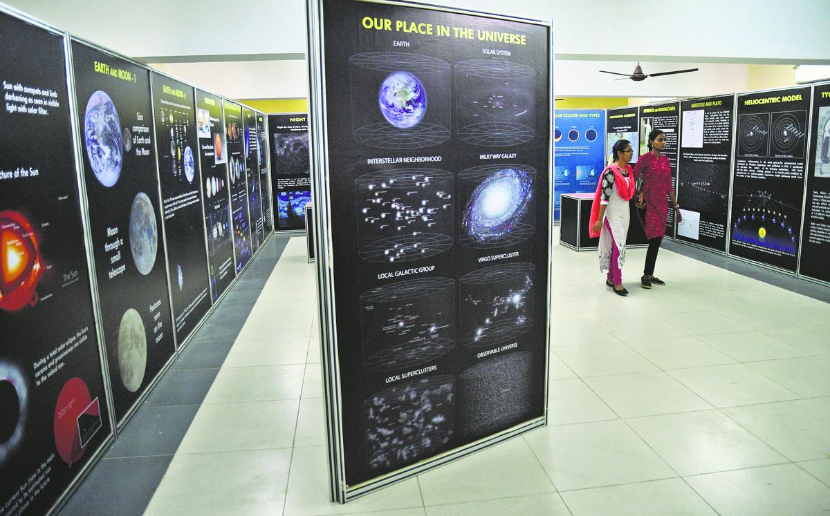 A display of posters and charts on astronomy at District Central ...