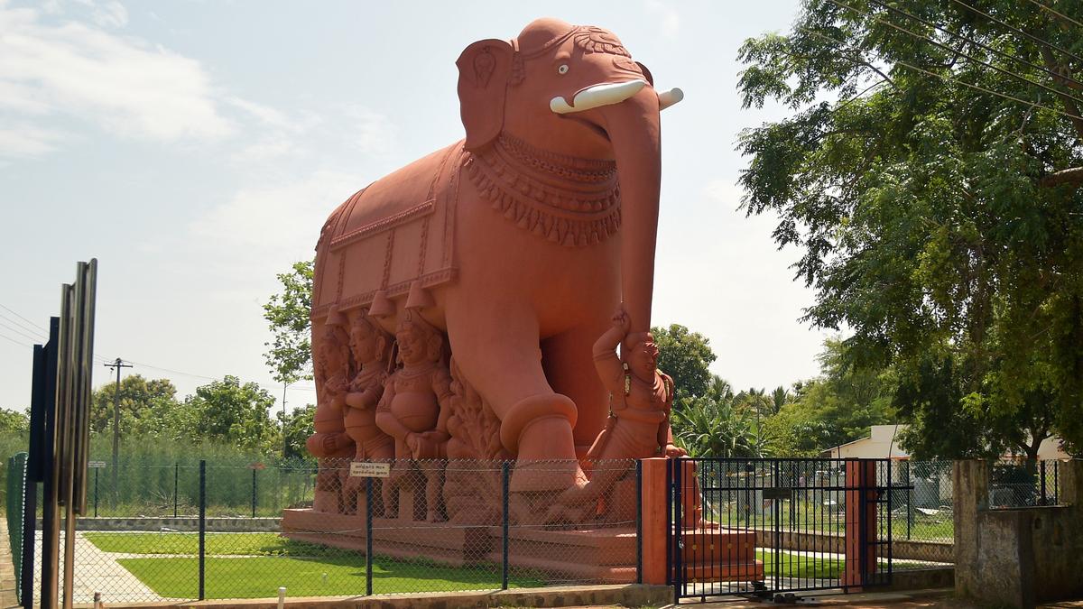 A centuries-old stucco elephant sculpture restored to original glory ...