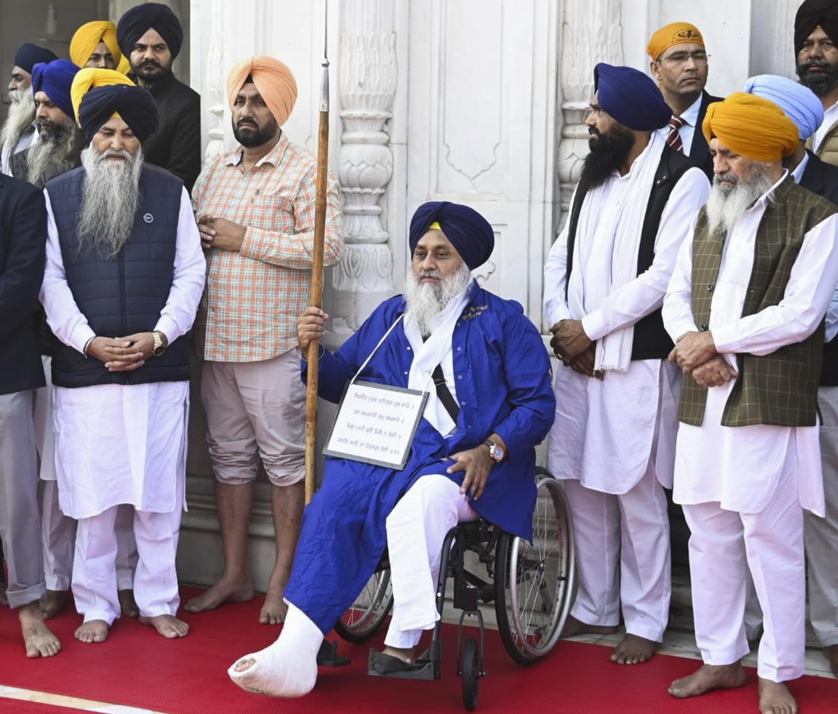 Sukhbir Singh Badal survives a gunfire attack outside the Golden Temple during religious penance ...