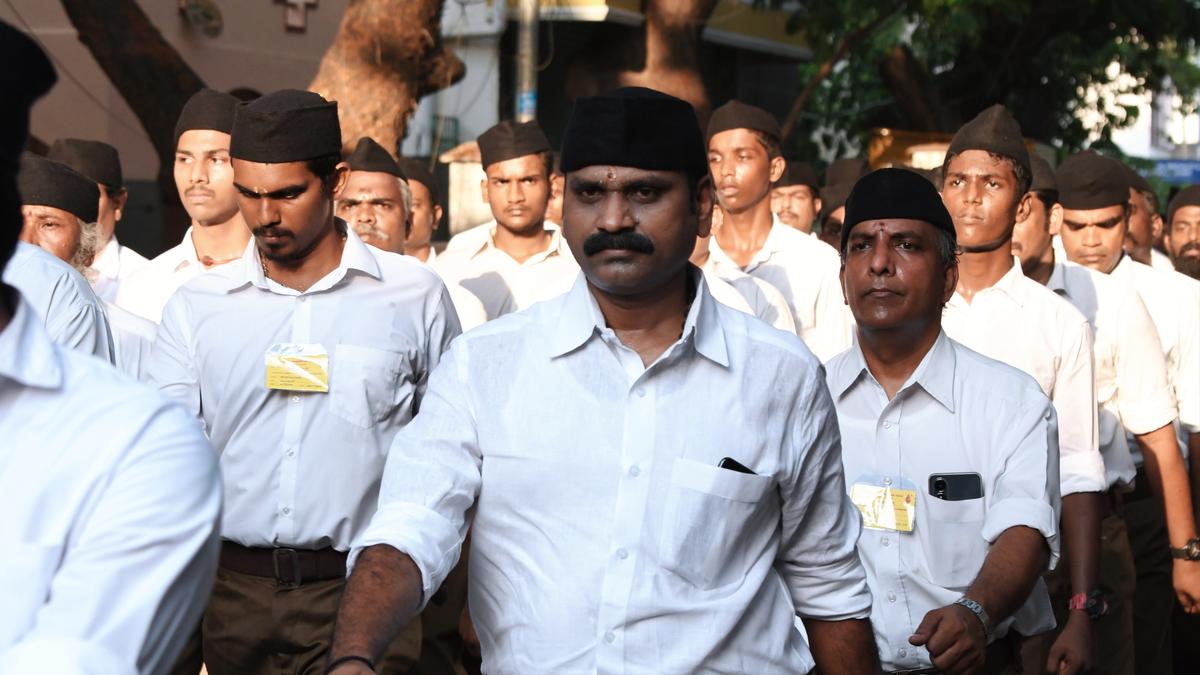 RSS takes out route march amidst heavy security in the city - The Hindu