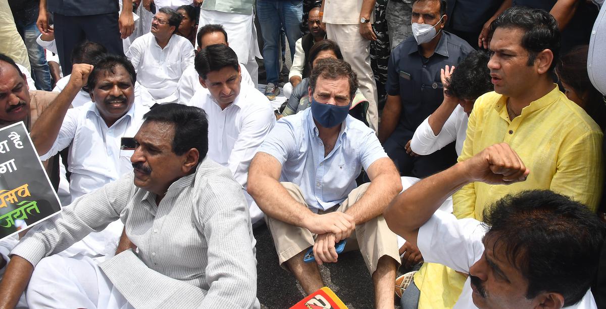 Rahul Gandhi Detained During Congress Protest Against Sonia Gandhis