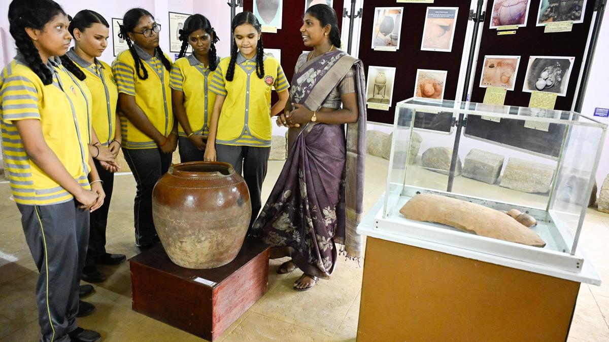 Burial urns on display at Government Museum in Erode - The Hindu