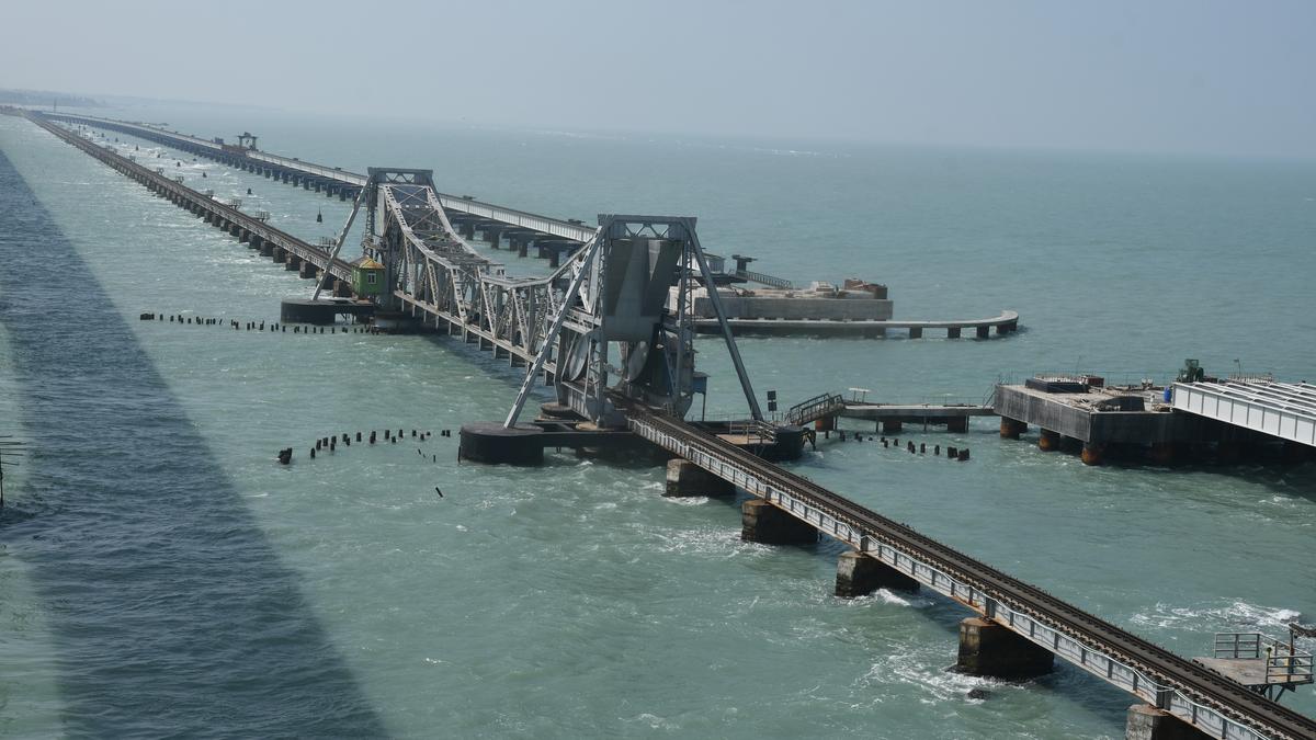 Rail traffic on old Pamban bridge permanently stopped - The Hindu