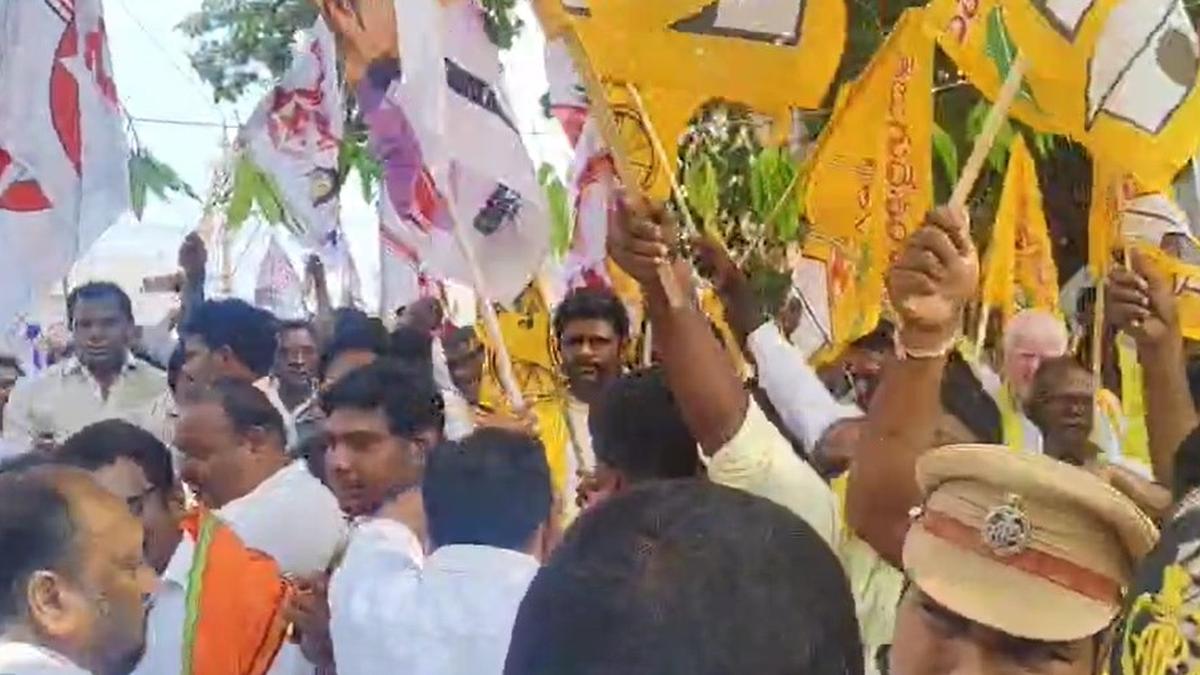 Tension as TDP and JSP cadres resort to show of strength in Pithapuram - The Hindu