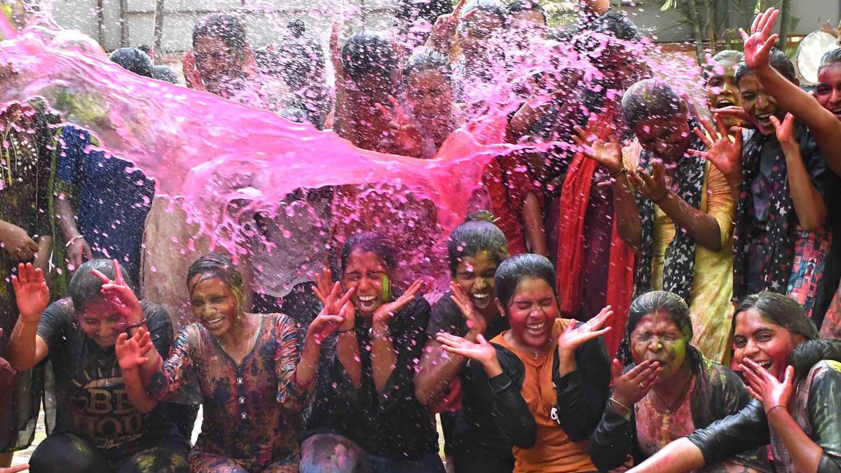 Dharwad gets drenched in myriad colours - The Hindu