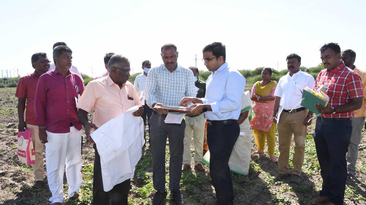 Collector inspects lands to be acquired for SIPCOT Industrial Estate ...