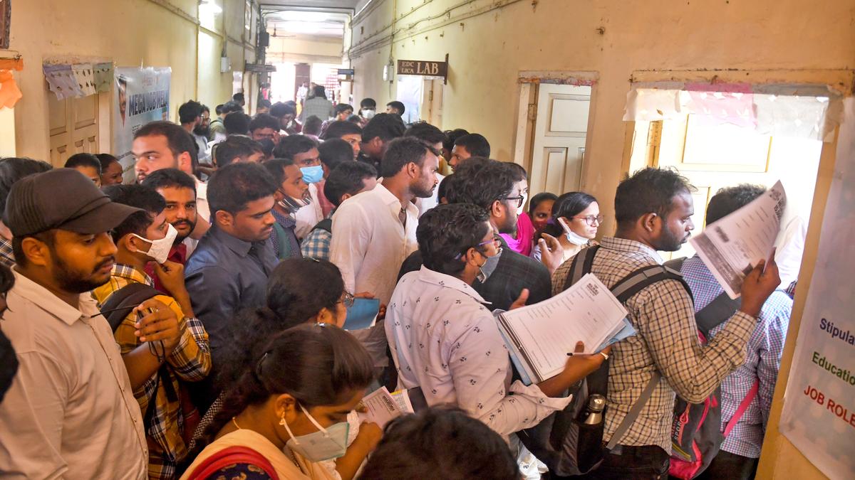 Job Mela draws huge crowds in Visakhapatnam - The Hindu