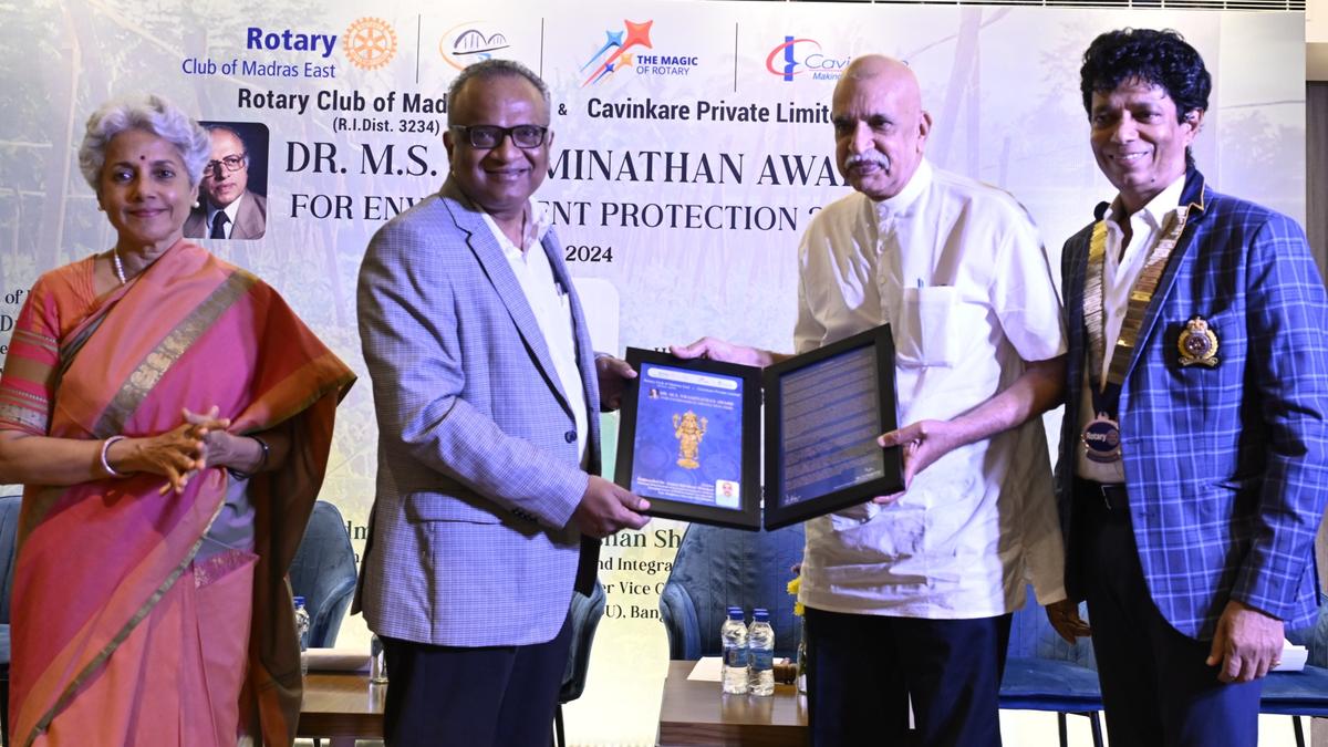 Anant Darshan Shankar receives M.S. Swaminathan Environment Protection Award - The Hindu