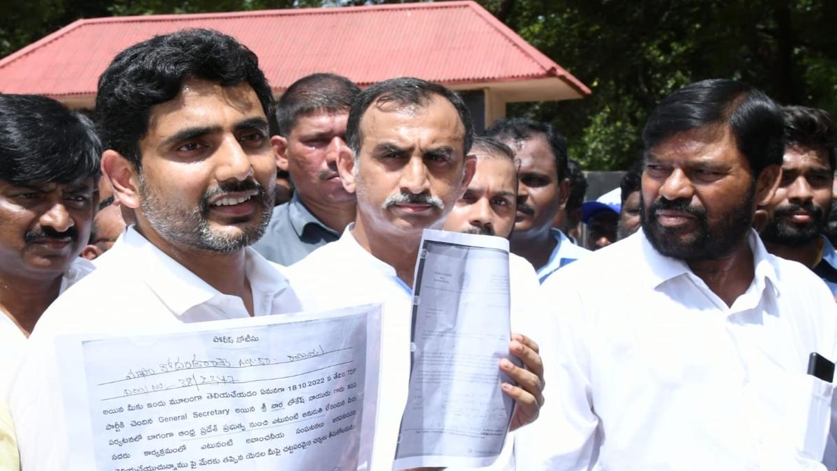 Lokesh accuses YSRCP government of trying to terrorise opposition parties - The Hindu