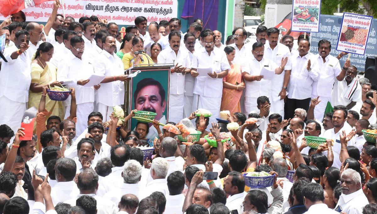 AIADMK cadre stage demonstrations in Salem, Namakkal districts - The Hindu