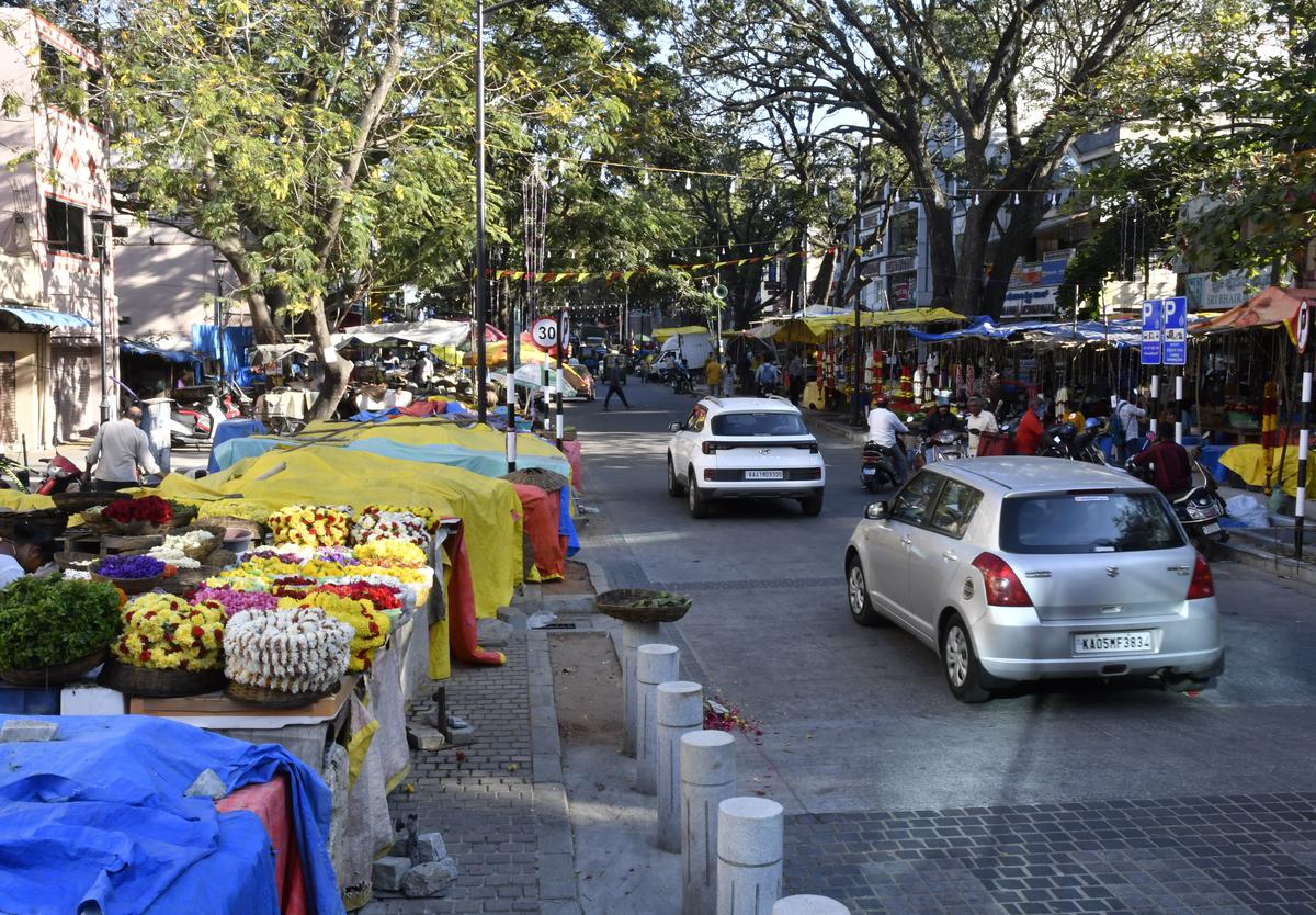 Gandhi Bazaar main road open for vehicles; problems persist - The Hindu