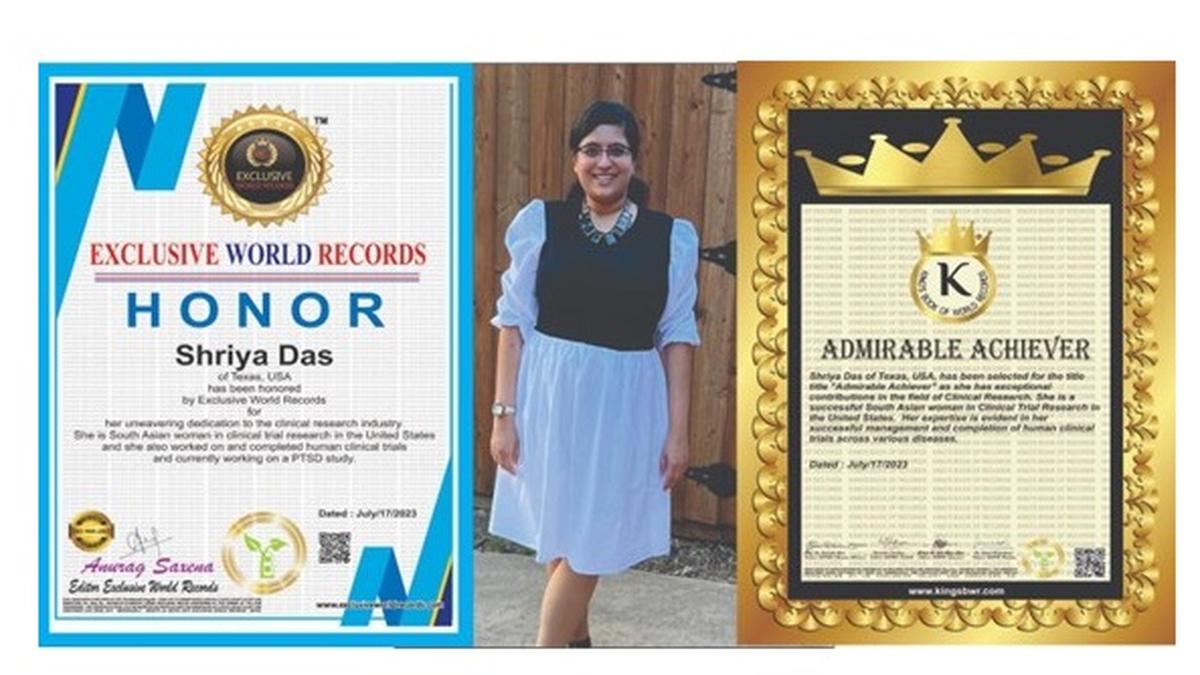 Shriya Das name is listed in Exclusive World Records and King’s Book of ...