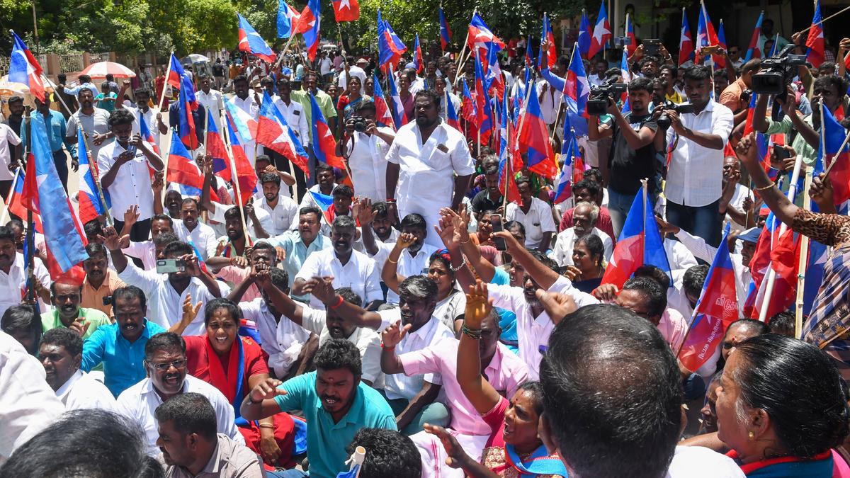 VCK members arrested for staging protest outside Madurai Collectorate ...