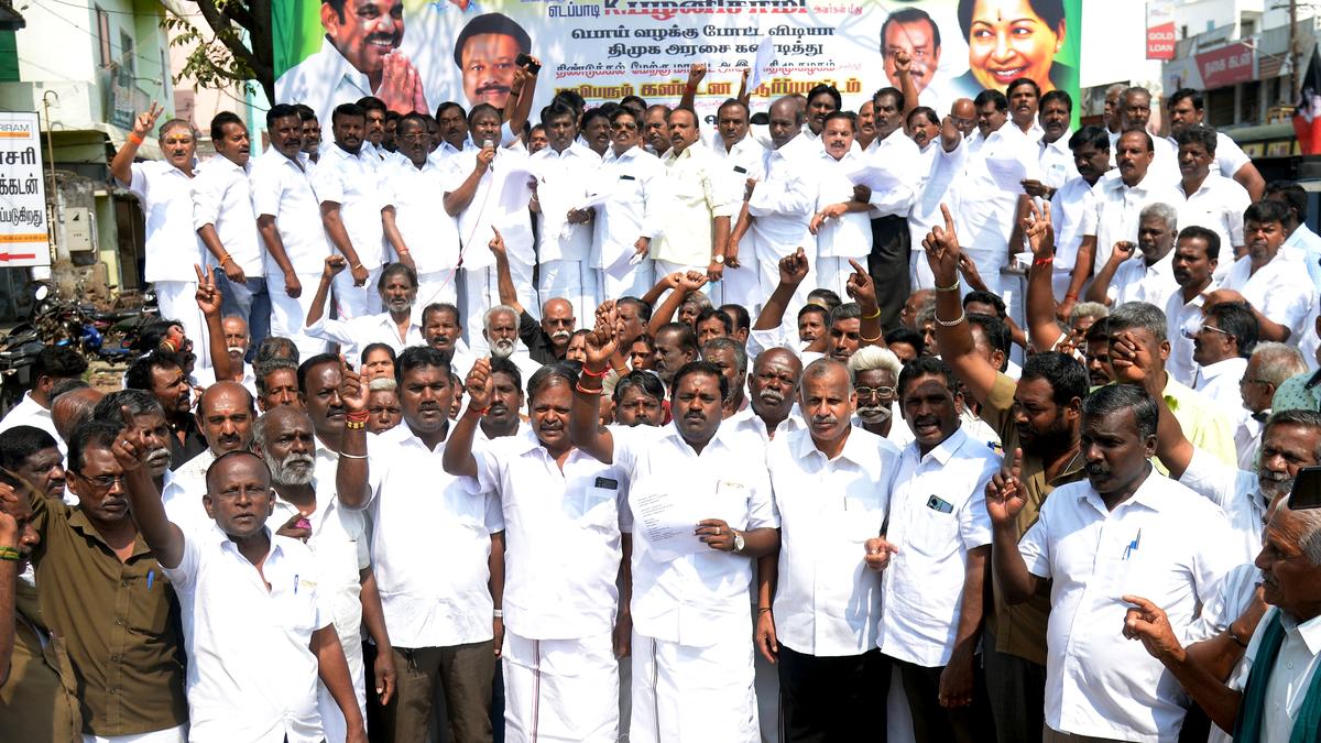 AIADMK cadre demand withdrawal of case registered against EPS - The Hindu