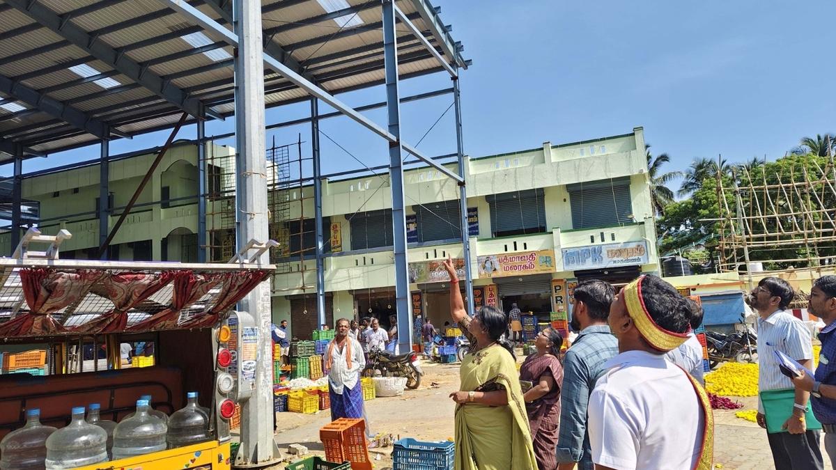 Huge shed coming up at Thovalai Flower Market - The Hindu