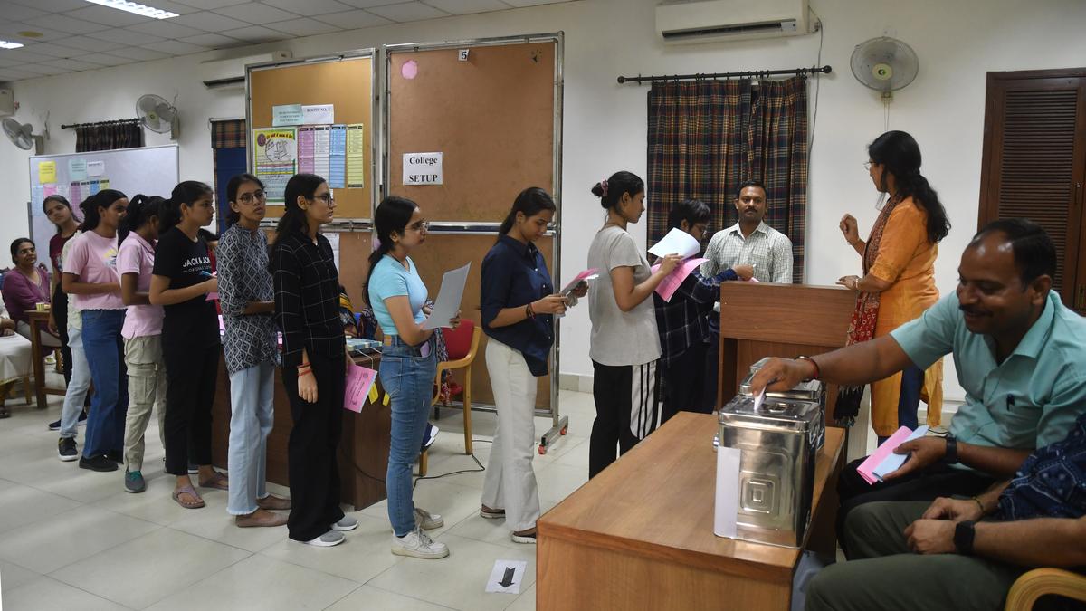 DUSU polls underway, students throng polling booths to cast votes - The ...