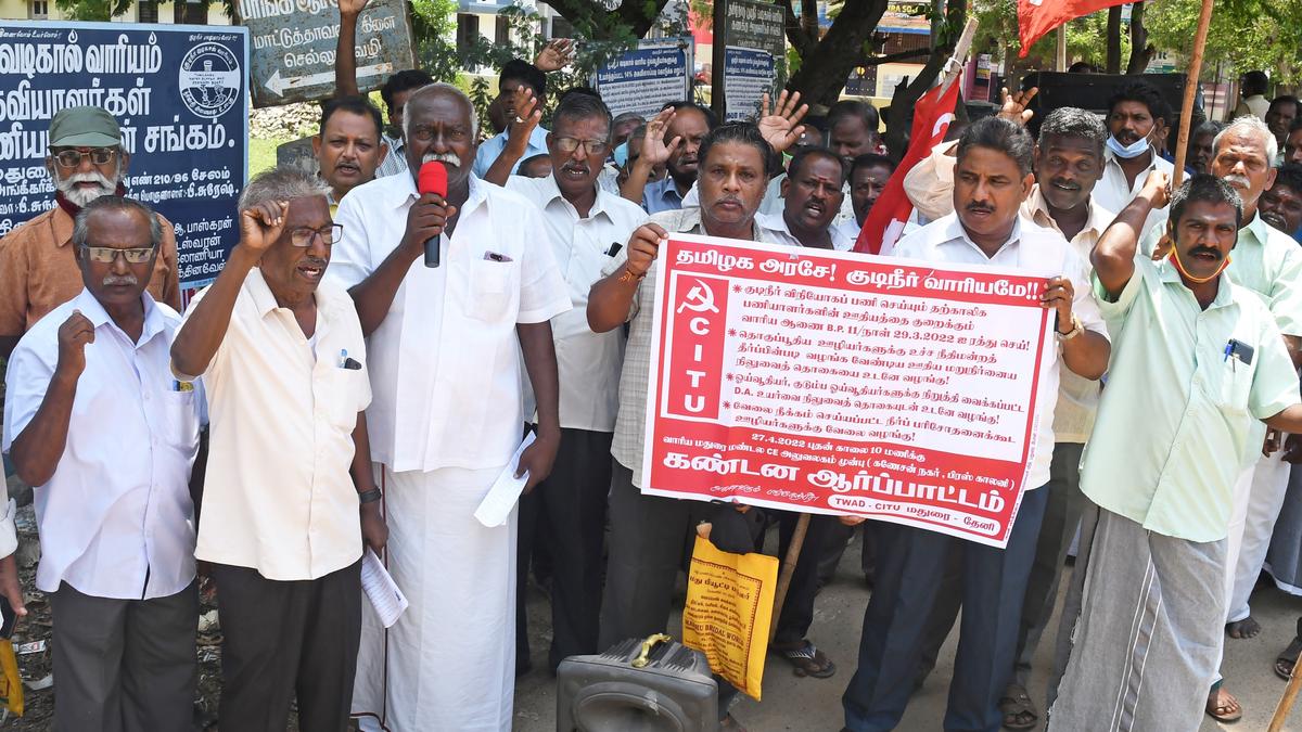 TWAD Board workers seek higher wages for temporary staff - The Hindu