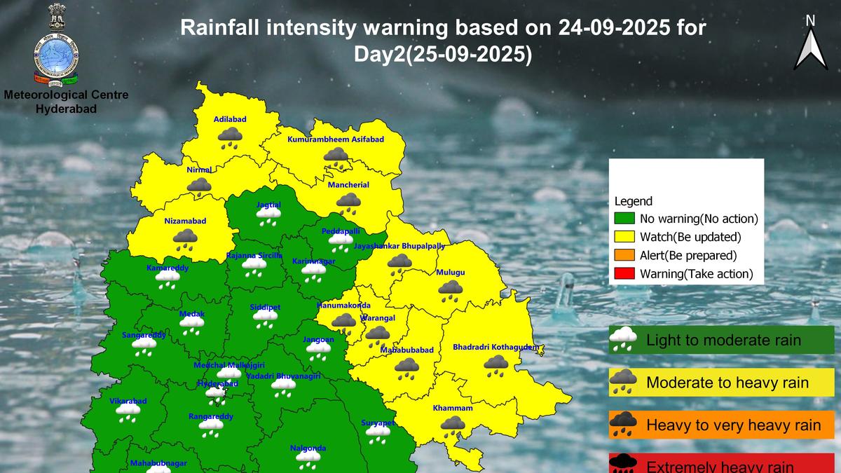 Telangana Weather September 25| Heavy rainfall forecast in 12 districts ...